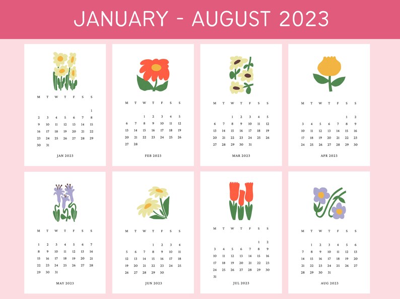 Printable 2023 Mini Calendar - Etsy