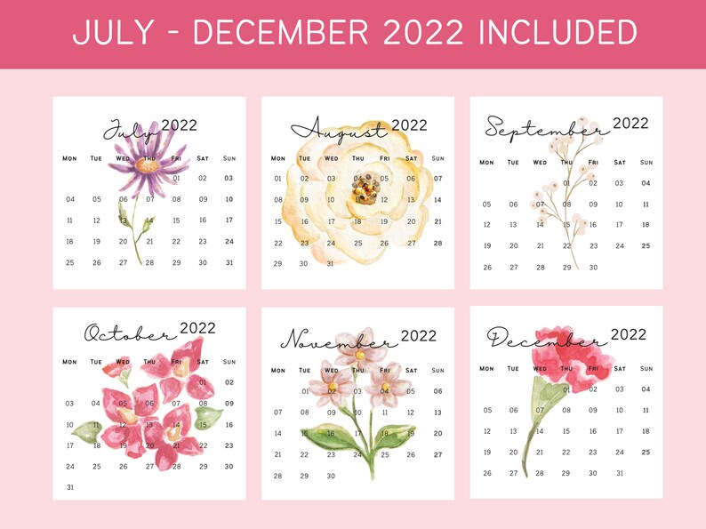 Printable 2022-2023 Mini Calendar - Etsy