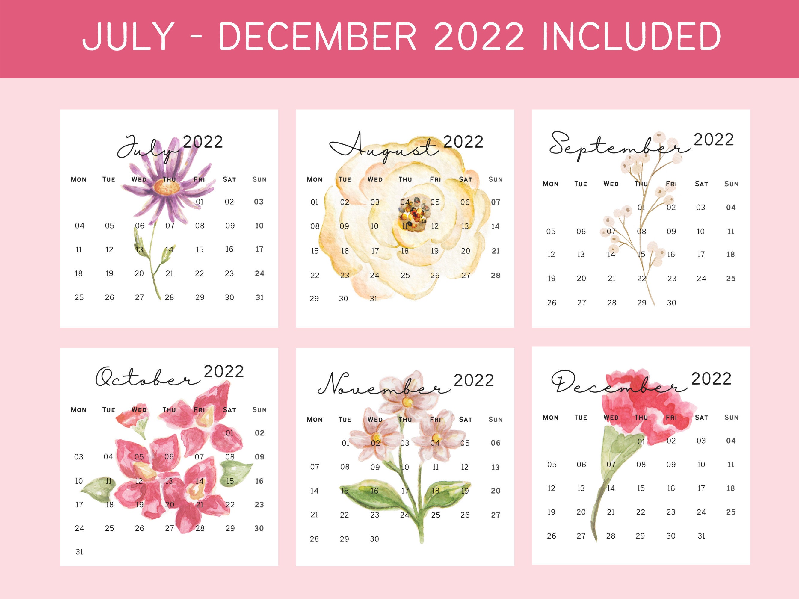 Printable 2022-2023 Mini Calendar - Etsy