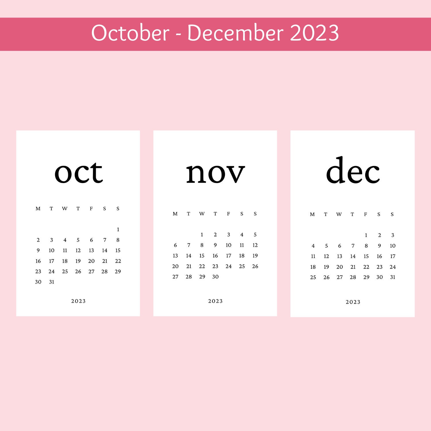 Printable 2024 Mini Calendar Monday Start Monthly Desk Calendar 3x2 ...