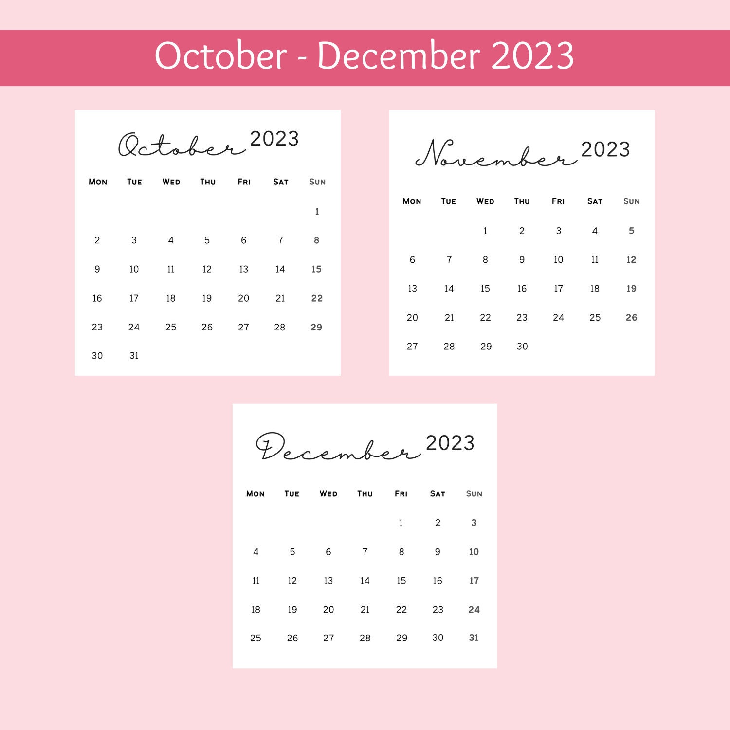 Printable 2024 Mini Calendar - Monday Start - Monthly Desk Calendar ...