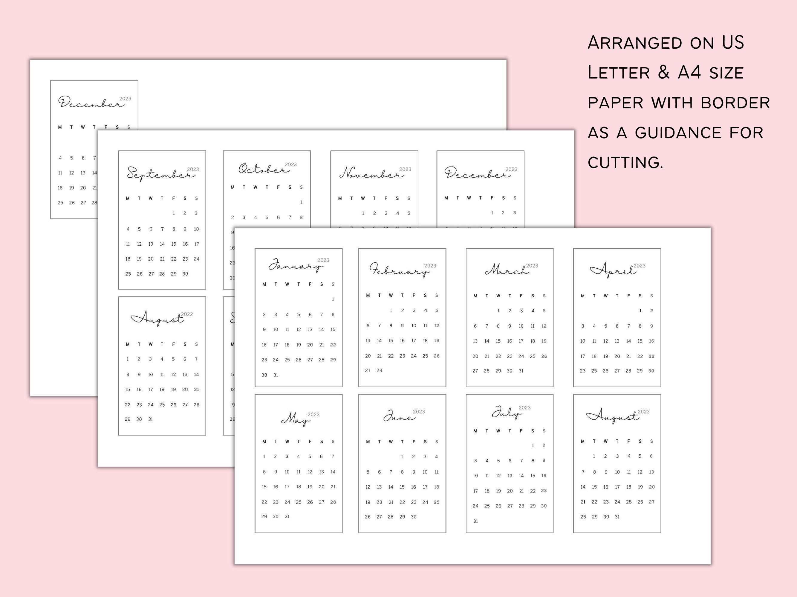 Printable 2022-2023 Mini Calendar - Etsy