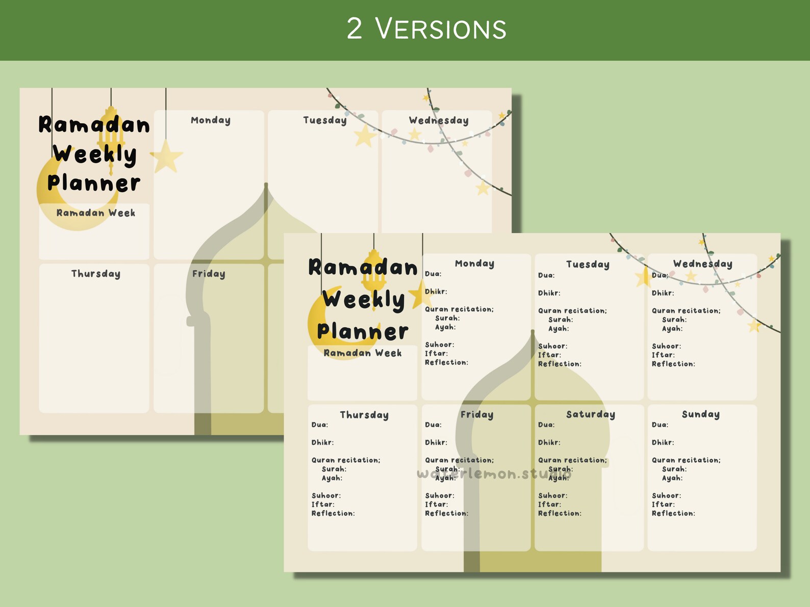 Ramadan Planner, Ramadan Weekly Planner Printable, Ramadan Printable ...