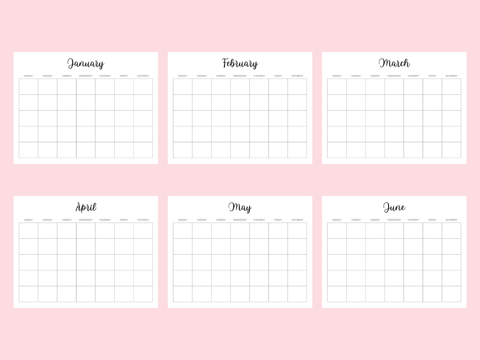 Printable Monthly Blank Calendar - Etsy