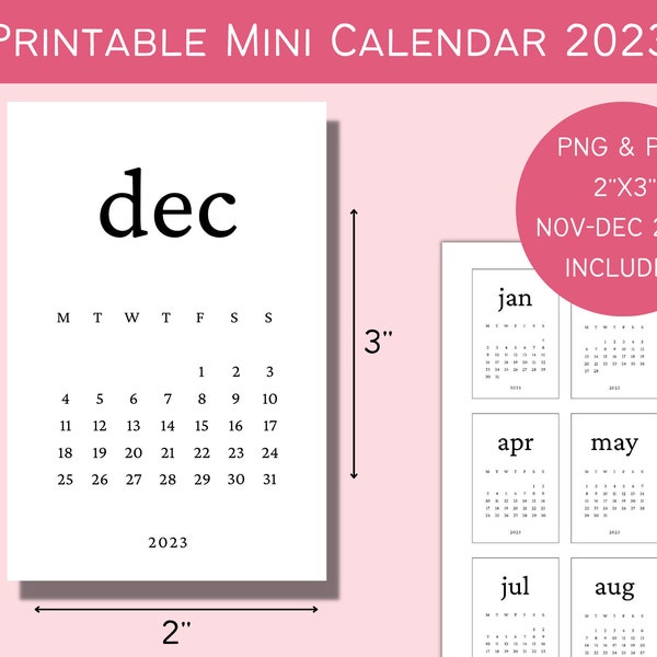 Mini Calendar - Etsy