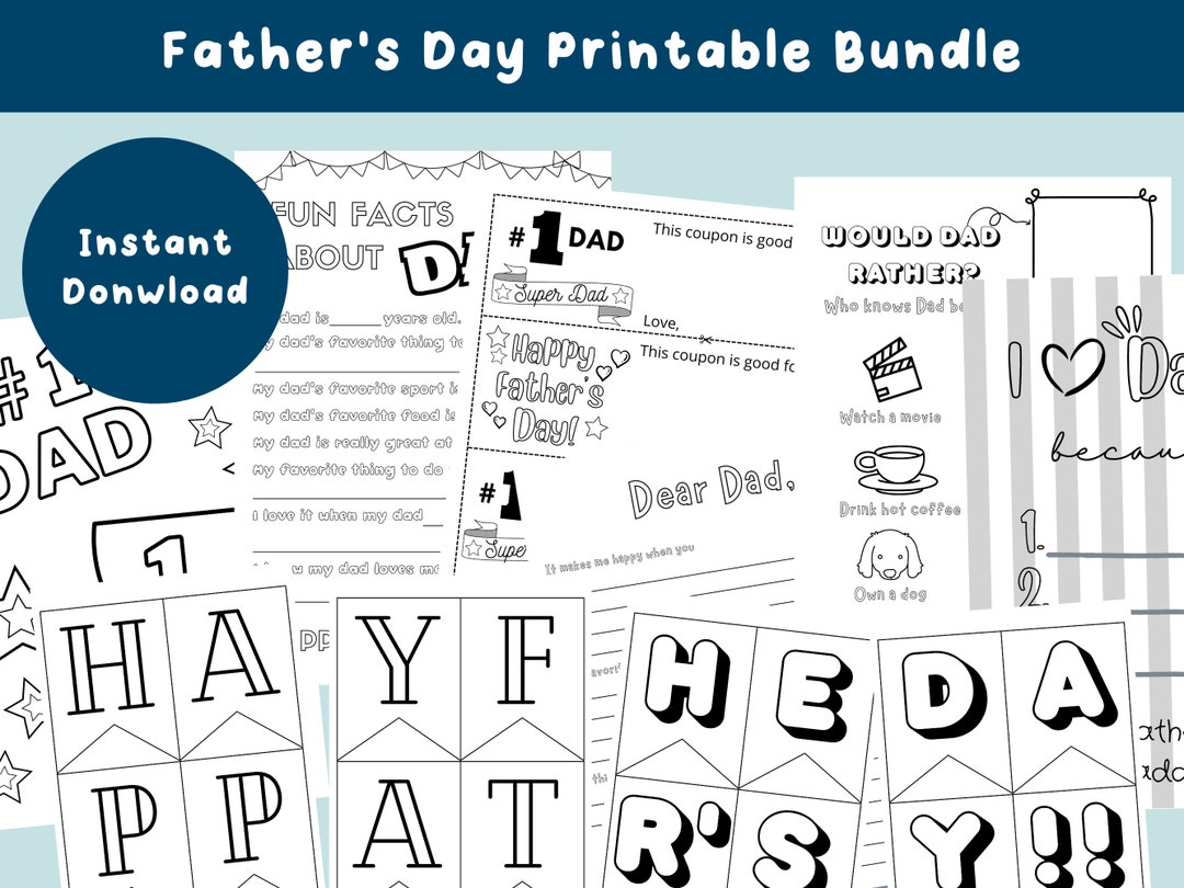 Father's Day Activity Printable Bundle - Etsy