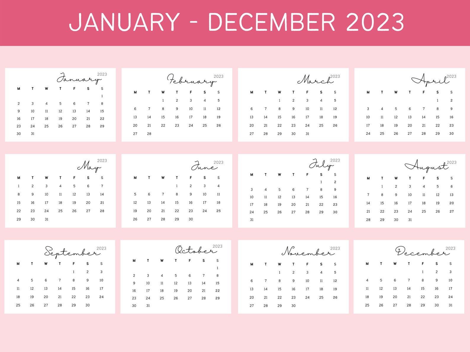 Printable 2022-2023 Mini Calendar - Etsy