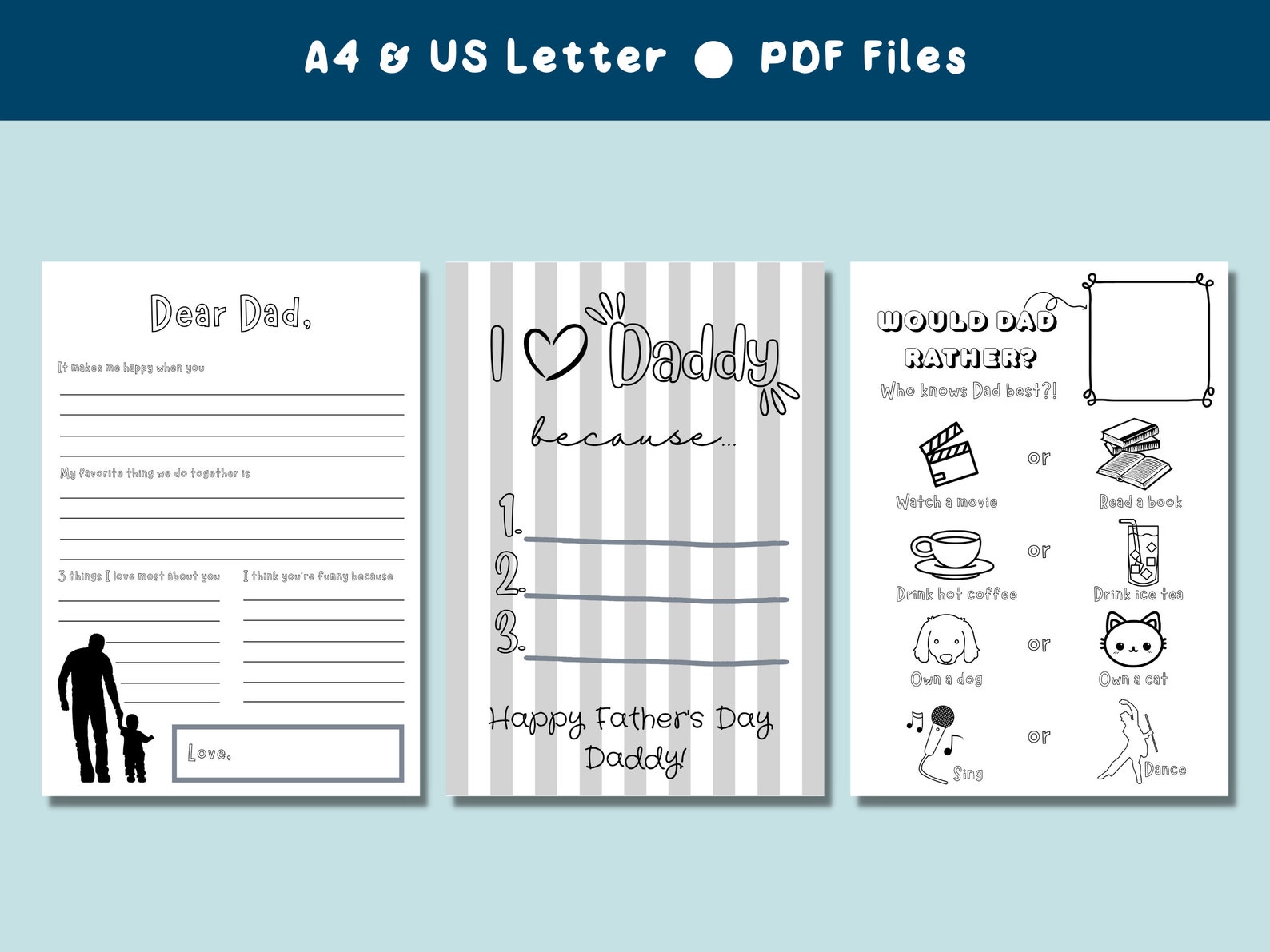 Father's Day Printable, All About Dad Kids Coloring Pages, Father's Day ...