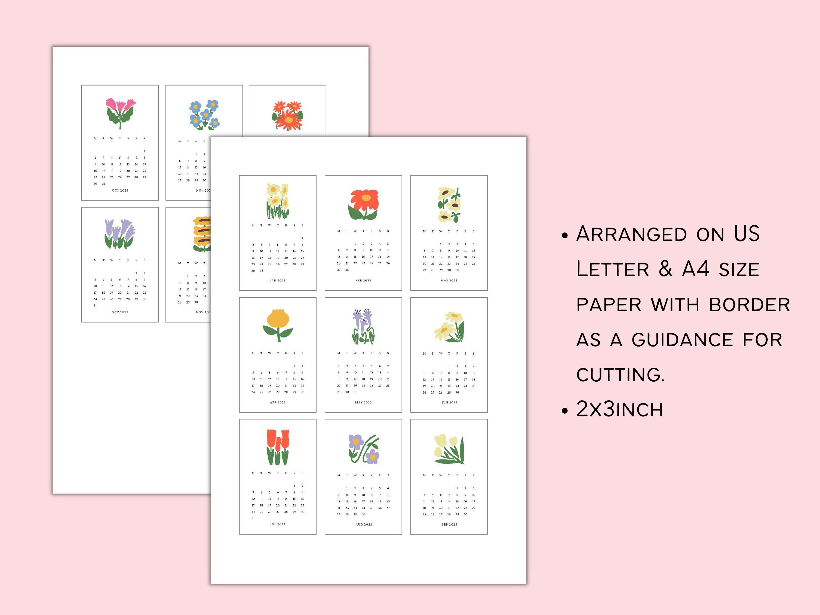 Printable 2023 Mini Calendar - Etsy