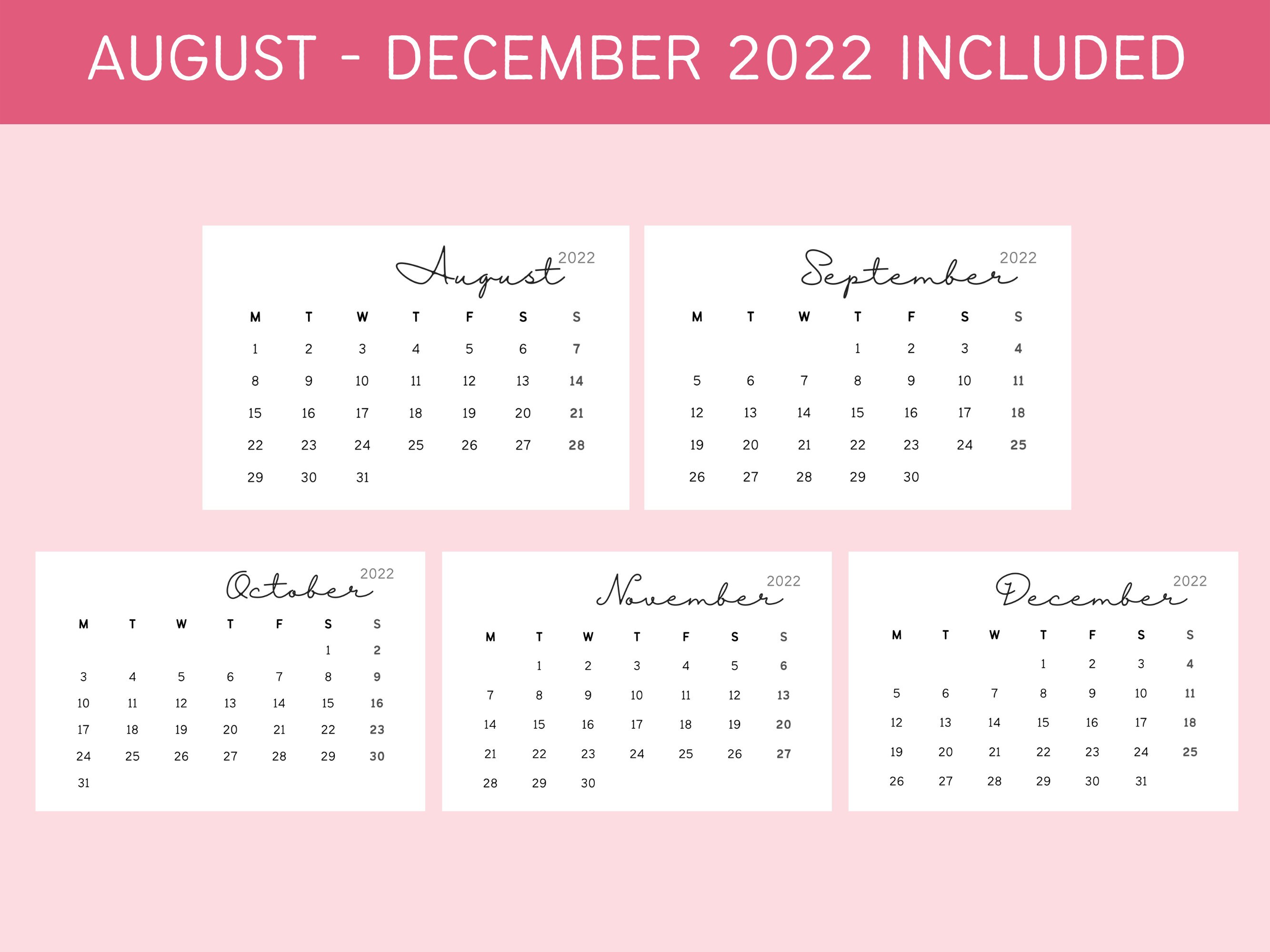 Printable 2022-2023 Mini Calendar Bundle - Etsy