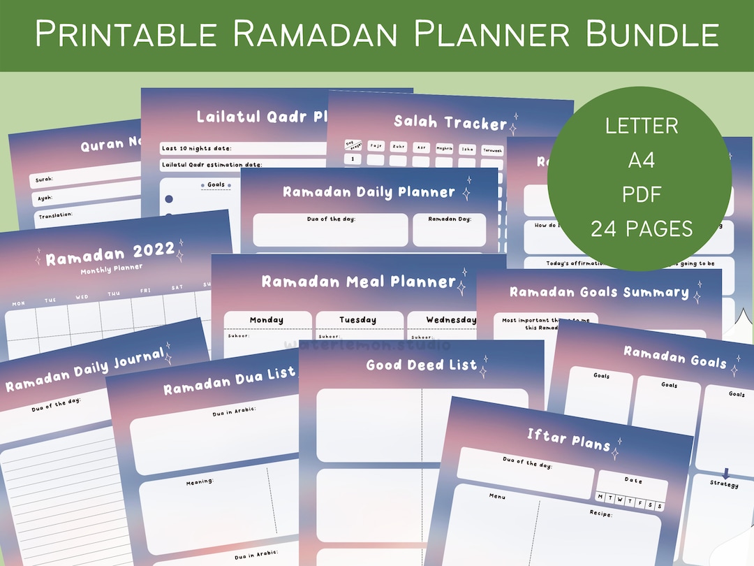 Ramadan Planner, Ramadan Planner Bundle, Printable Ramadan Planner ...