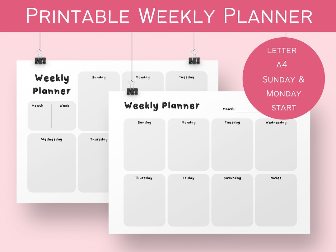 Weekly Planner Printable for Home and Office Use - Etsy