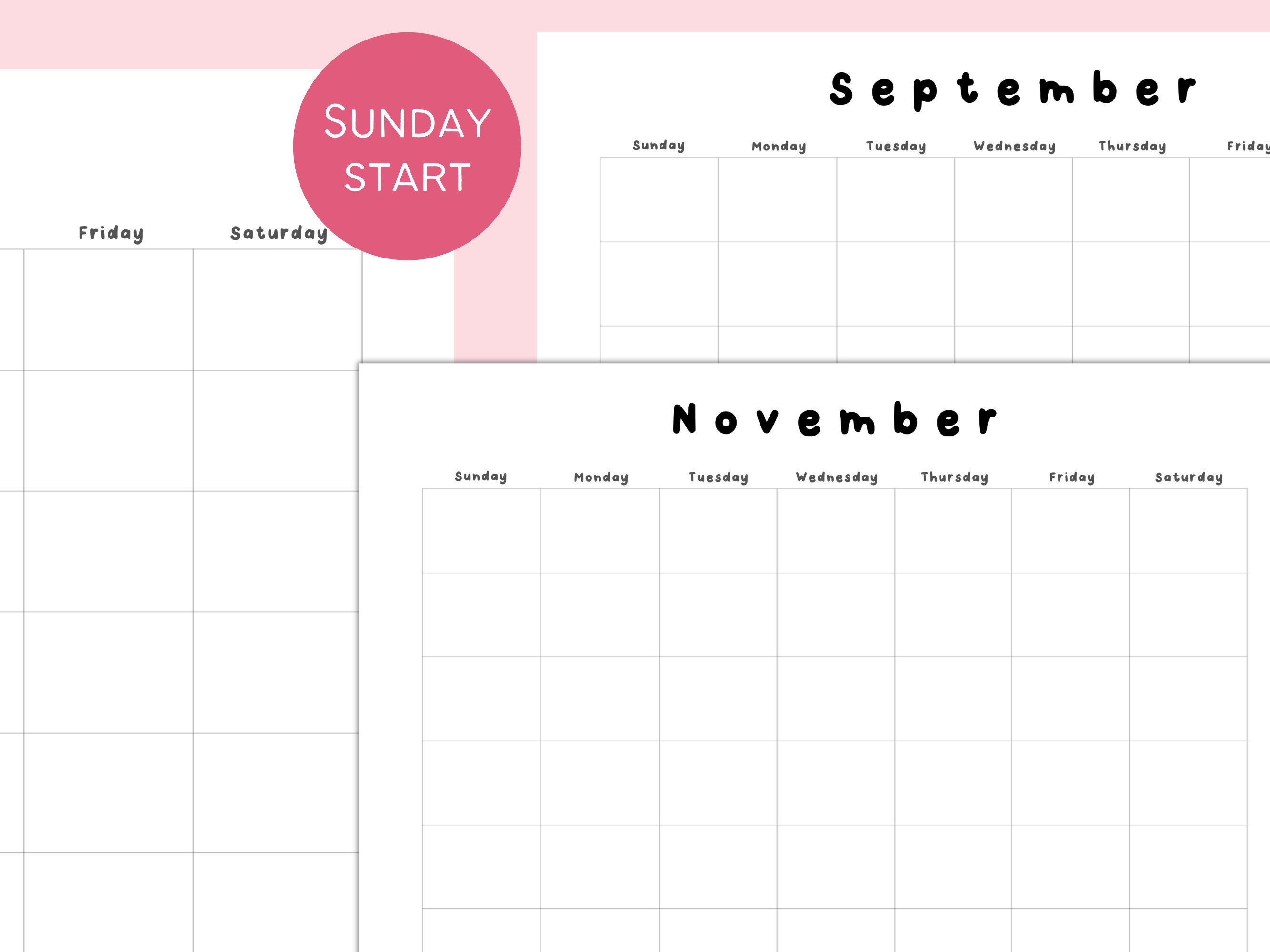 Printable Monthly Blank Calendar - Etsy