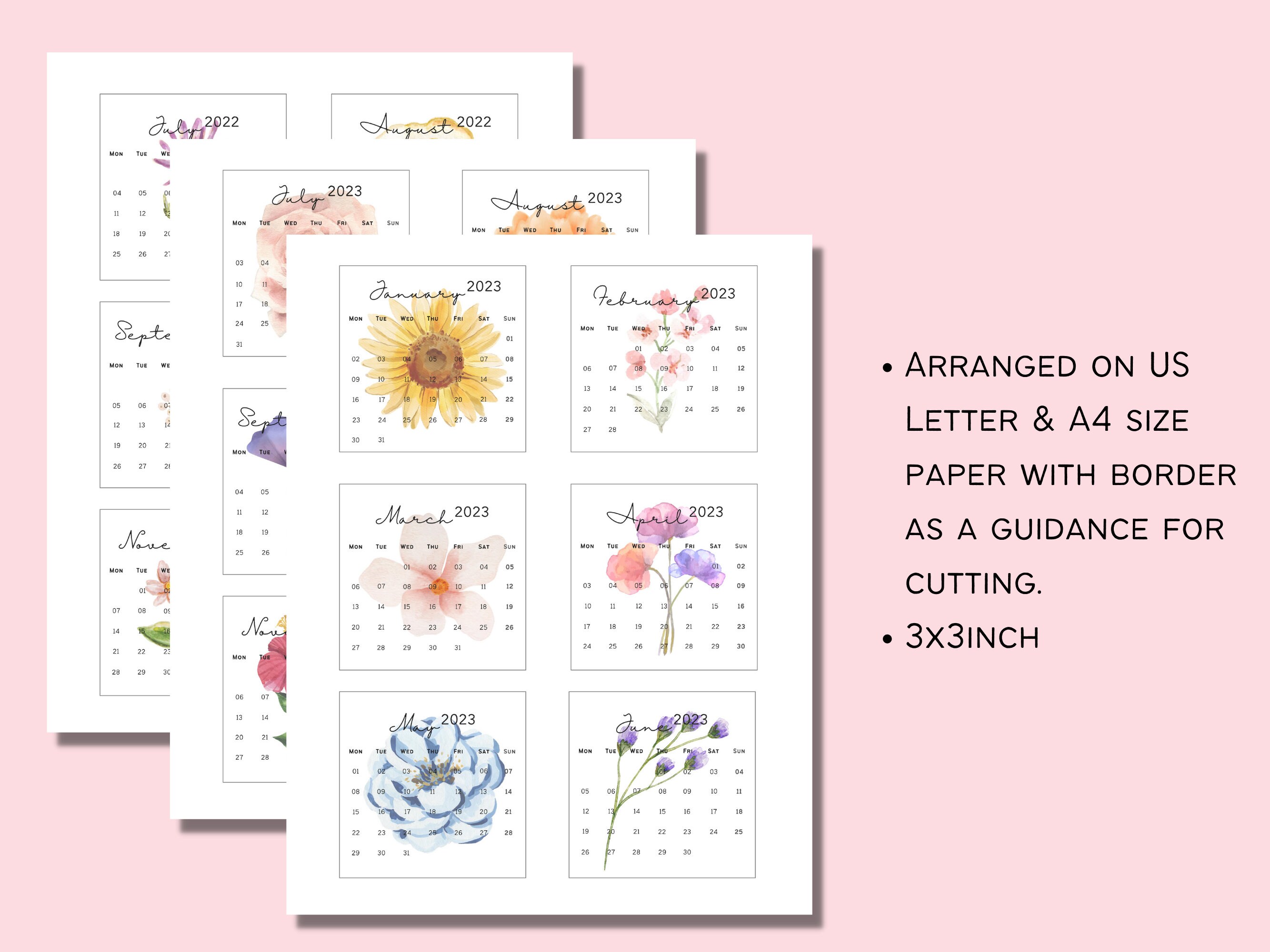 Printable 2022-2023 Mini Calendar - Etsy
