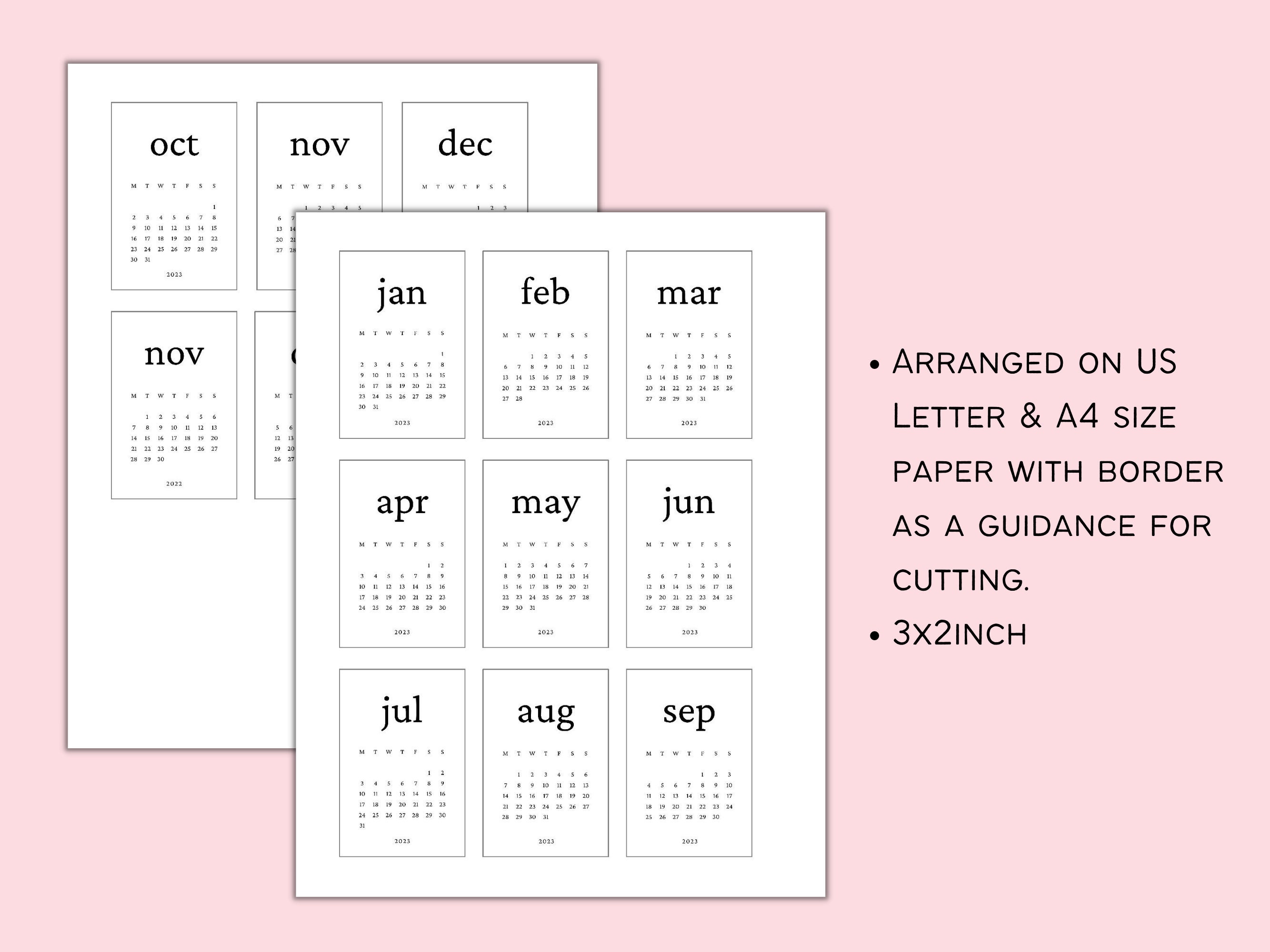Printable 2023 Mini Calendar - Etsy