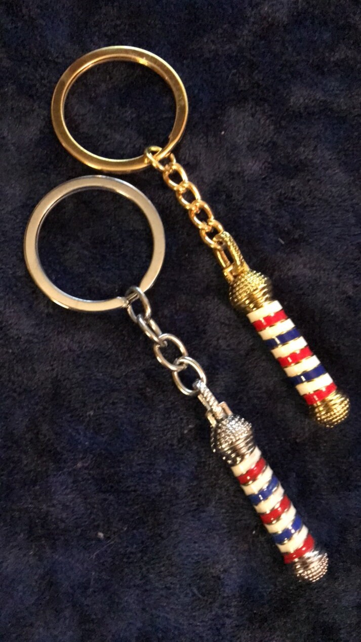 Barbershop Pole Keychainsilver Barber Shop Pole Key - Etsy