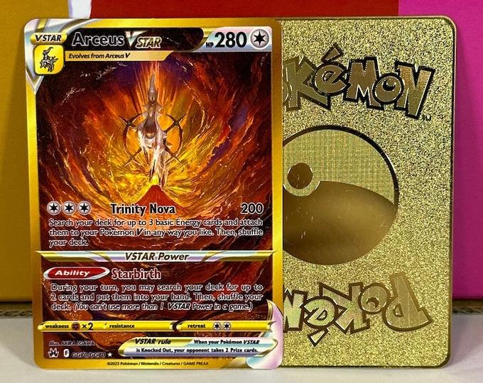 Arceus Vstar Galarian Gallery Gold Metal Pokemon Card - Etsy