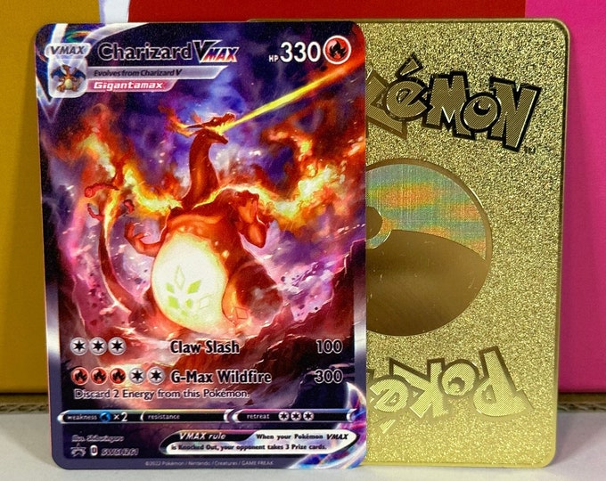 Charizard VMAX SWSH261 Gold Metal Pokemon Card - Etsy