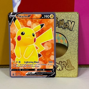 Pikachu V Brilliant Stars Full Art Gold Metal Pokemon Card - Etsy