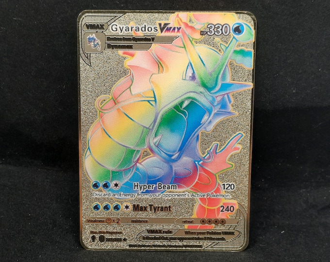 Gyarados VMAX Rainbow Gold Metal Pokemon Card - Etsy