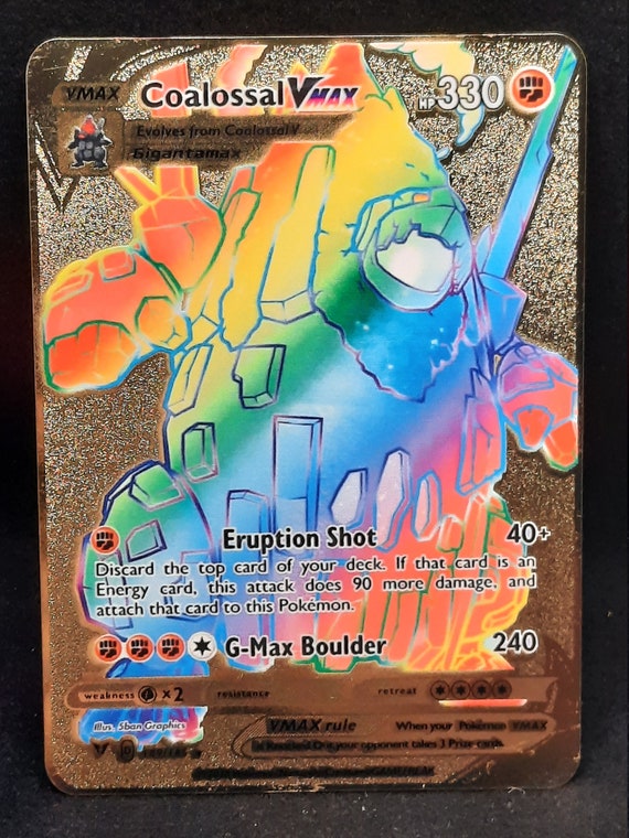 Coalossal VMAX Rainbow Gold Metal Pokemon Card | Etsy