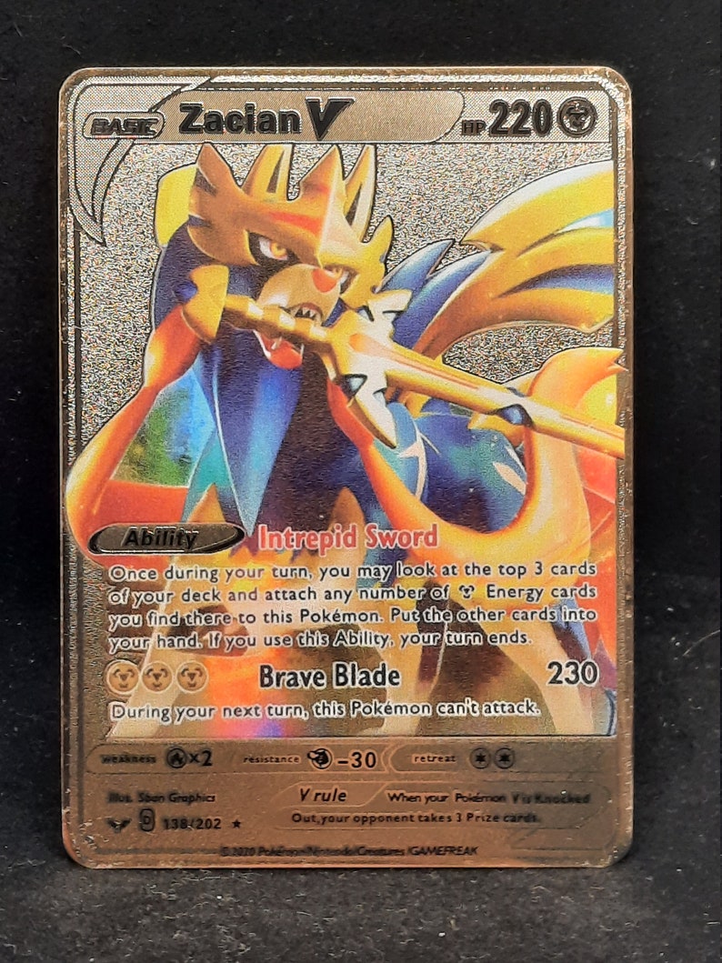 Zacian V Gold Metal Pokemon Card - Etsy UK