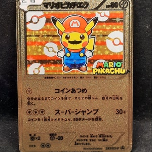 Cosplay Pikachu Super Mario Gold Metal Pokemon Card - Etsy