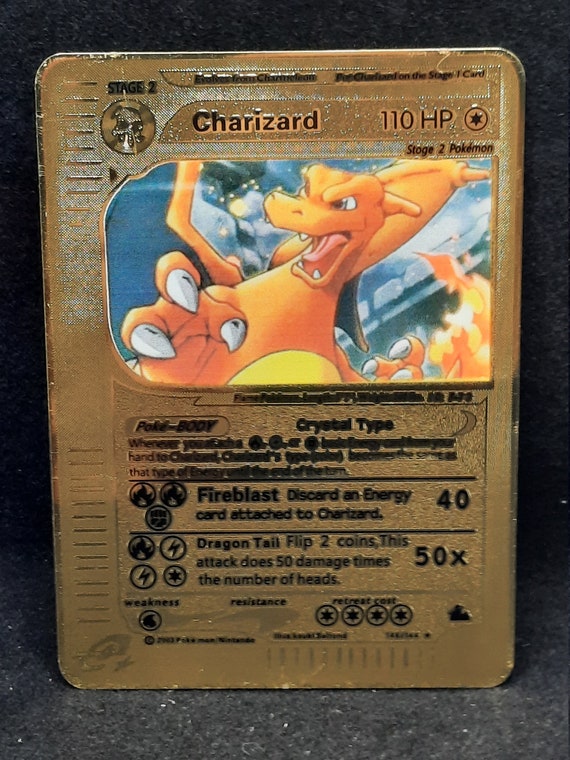 Crystal Charizard Skyridge Gold Metal Pokemon Card - Etsy