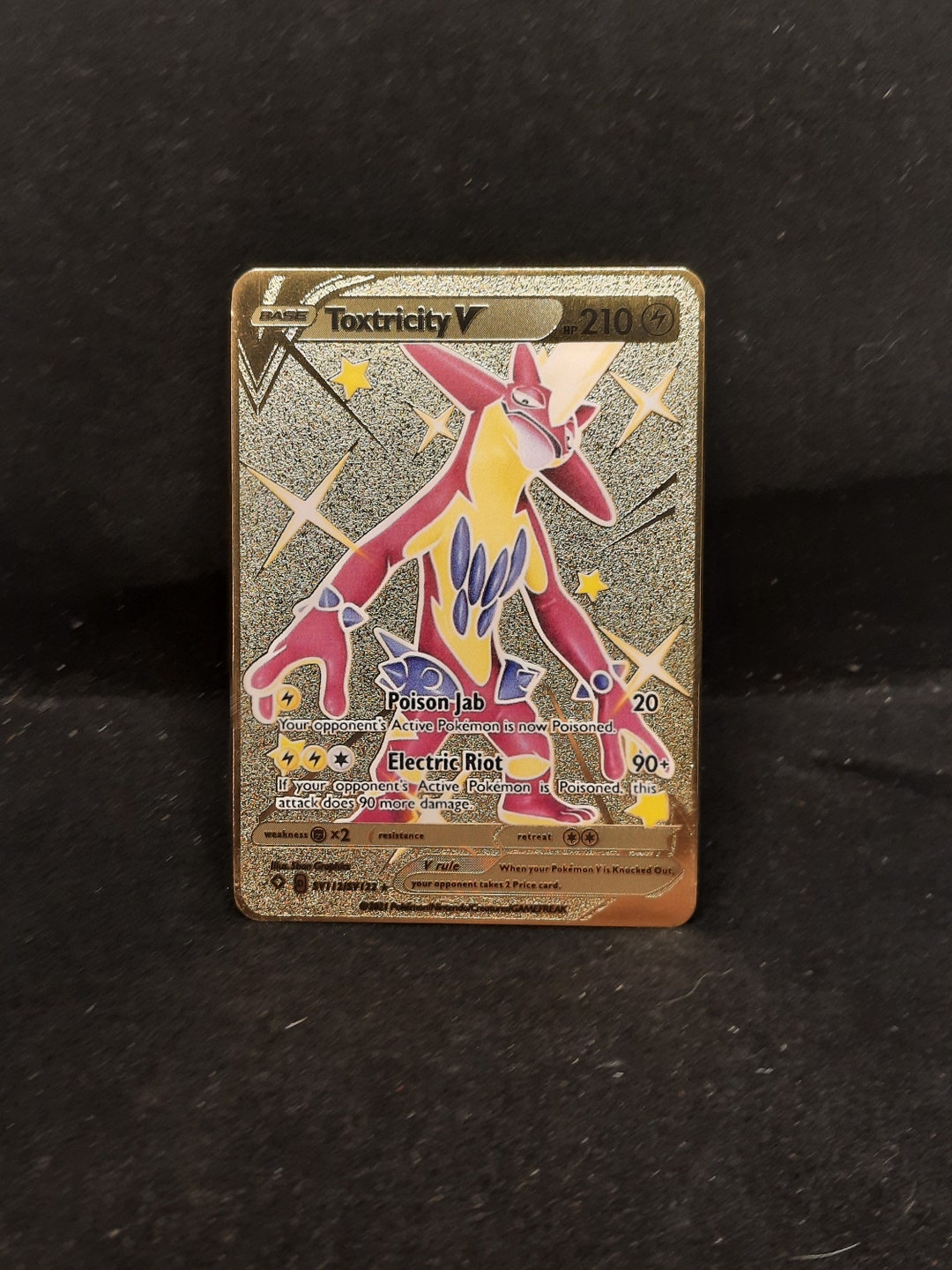 Toxtricity V Gold Metal Pokemon Card - Etsy