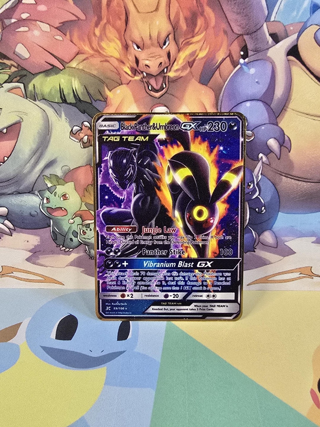 Black Panther & Umbreon GX Tag Team Gold Metal Pokemon Marvel Card - Etsy