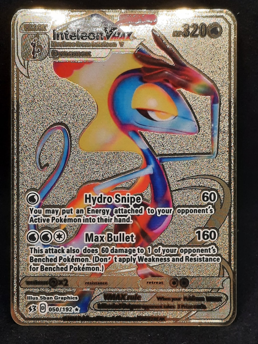 Inteleon VMAX Gold Metal Pokemon Card - Etsy