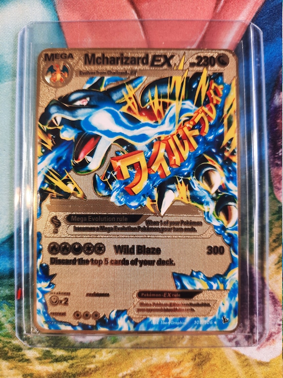 Mega Charizard EX Gold Metal Pokemon Card | Etsy