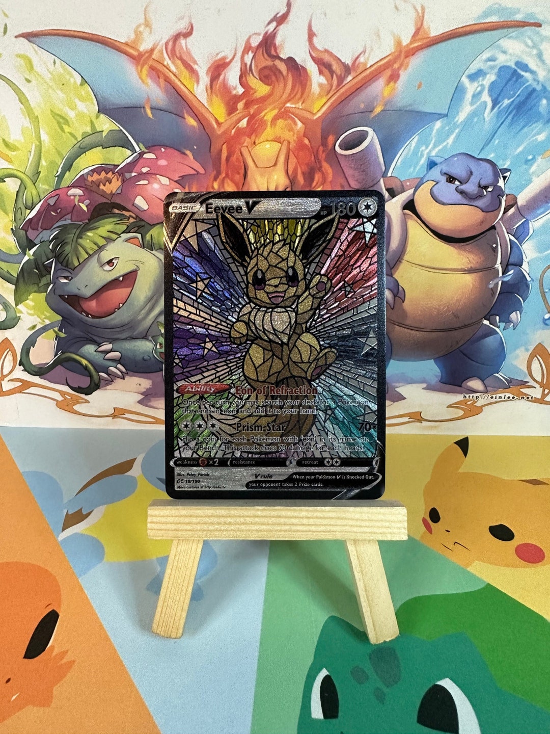 Eevee V Pokemon Card Stained Glass Proxy Captivating Eevee Evolution ...