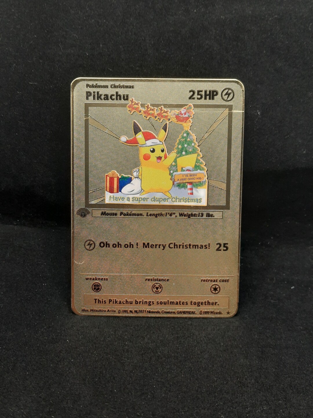 Pikachu Merry Christmas Style #3 Gold Metal Pokemon Card - Etsy
