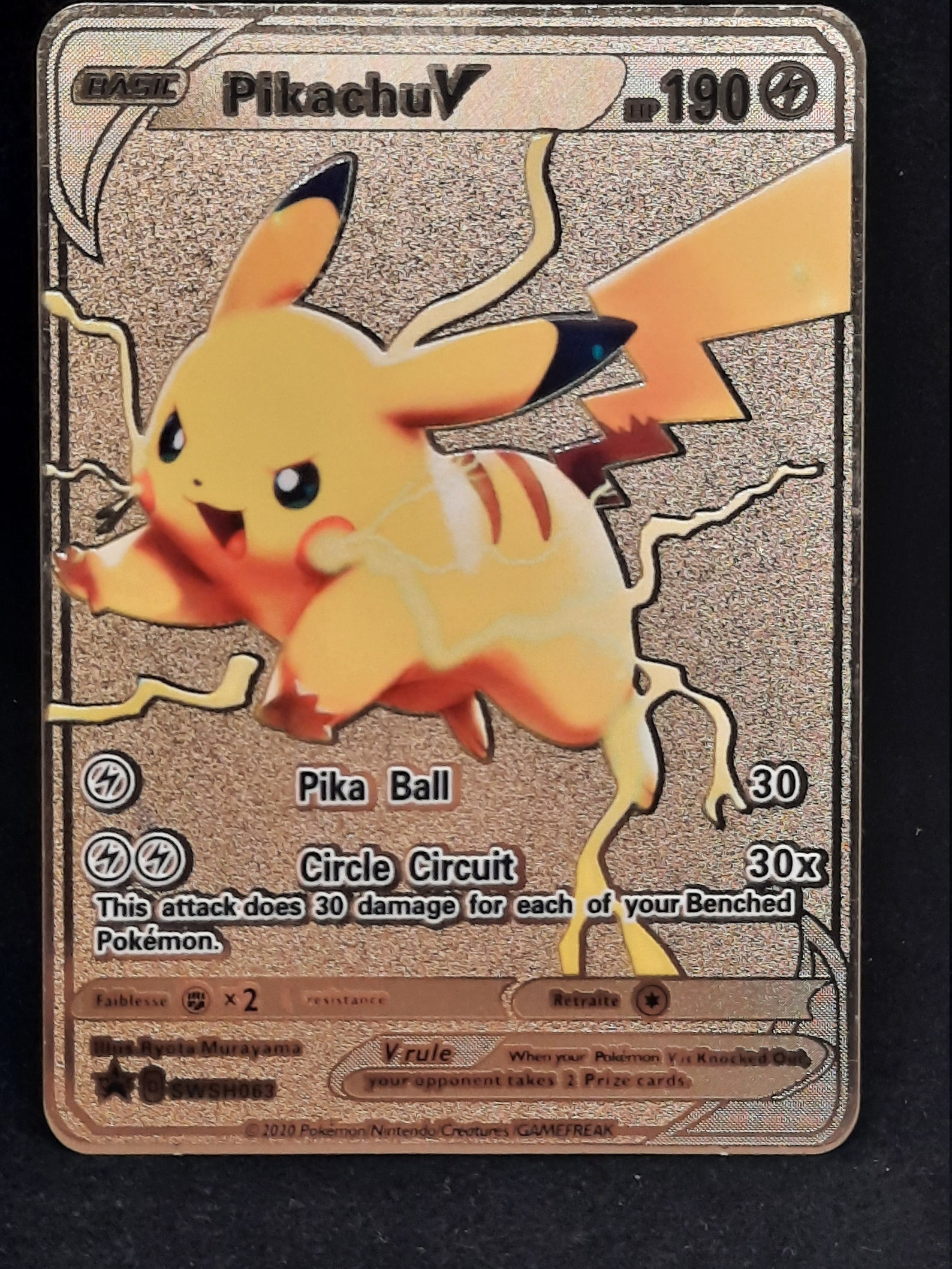 Pikachu V Black Star Promo Gold Metal Pokemon Card | Etsy