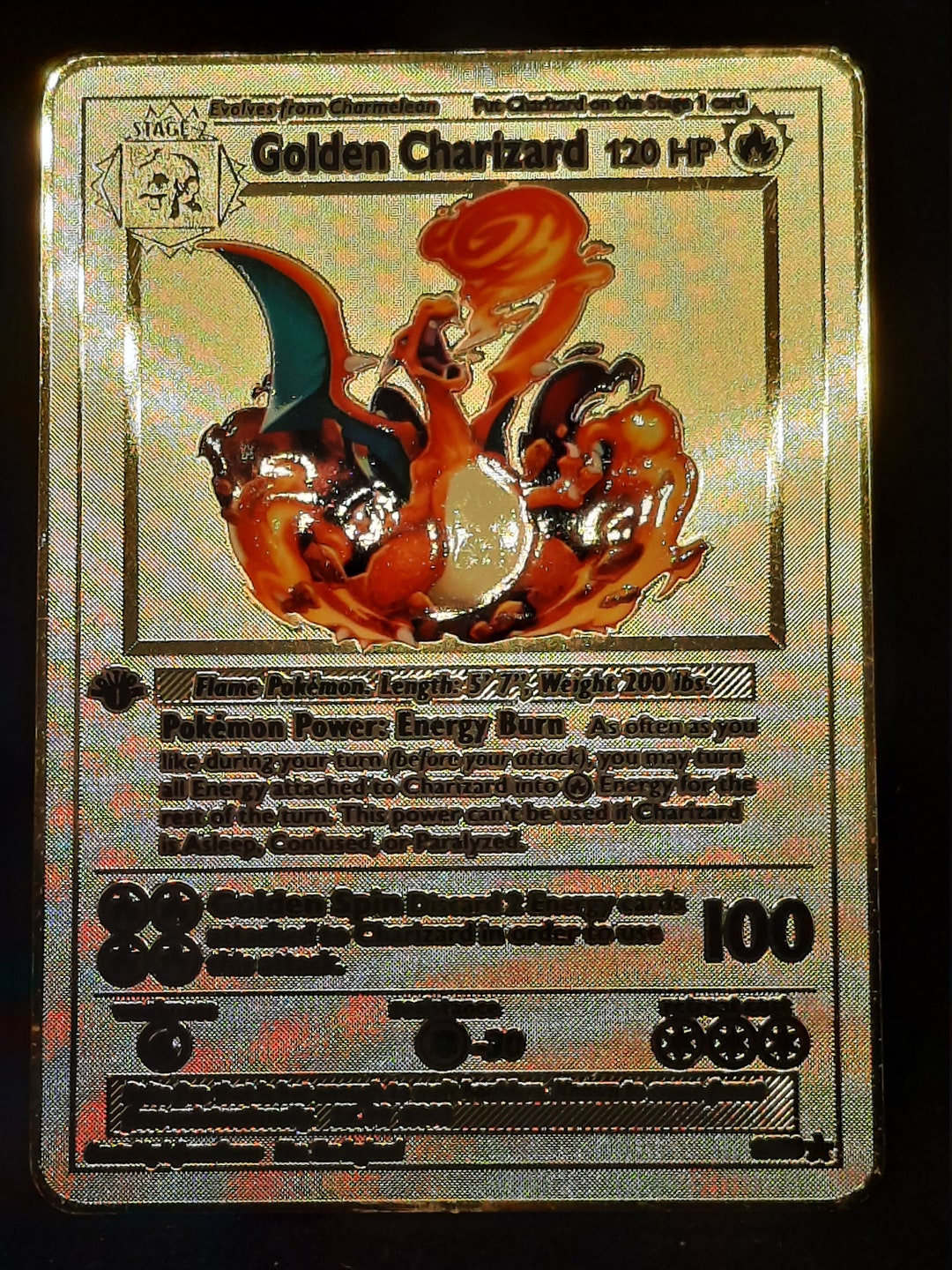 Golden Charizard Gold Metal Pokemon Card - Etsy