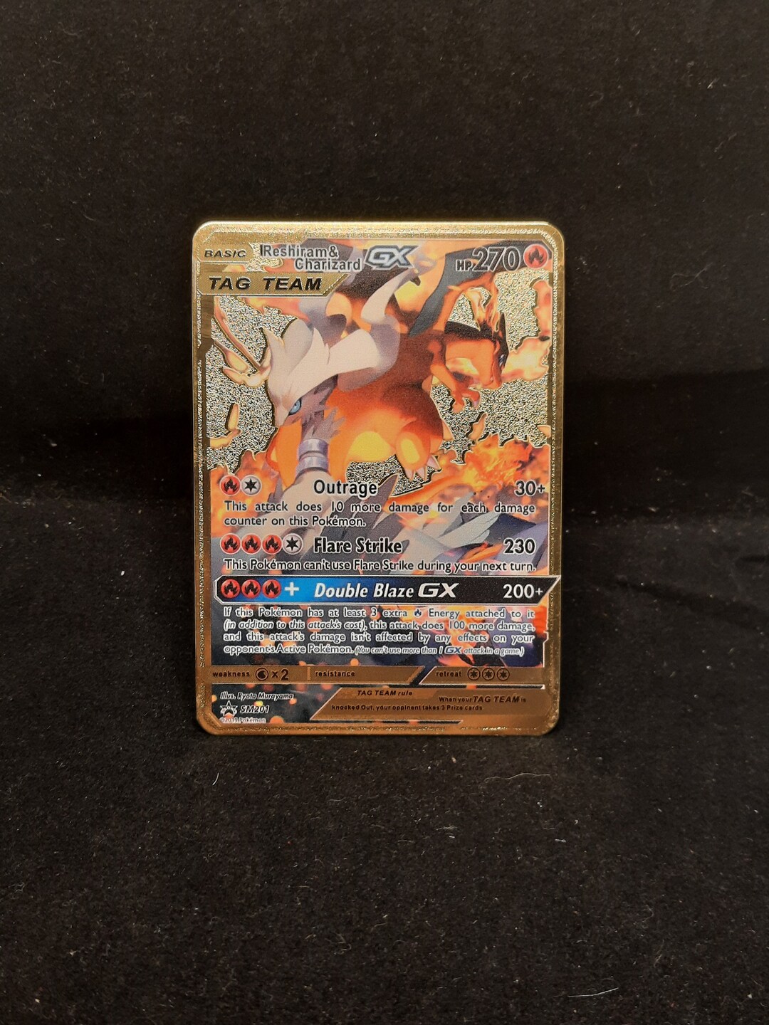 Reshiram & Charizard GX SM201 Gold Metal Pokemon Card - Etsy.de