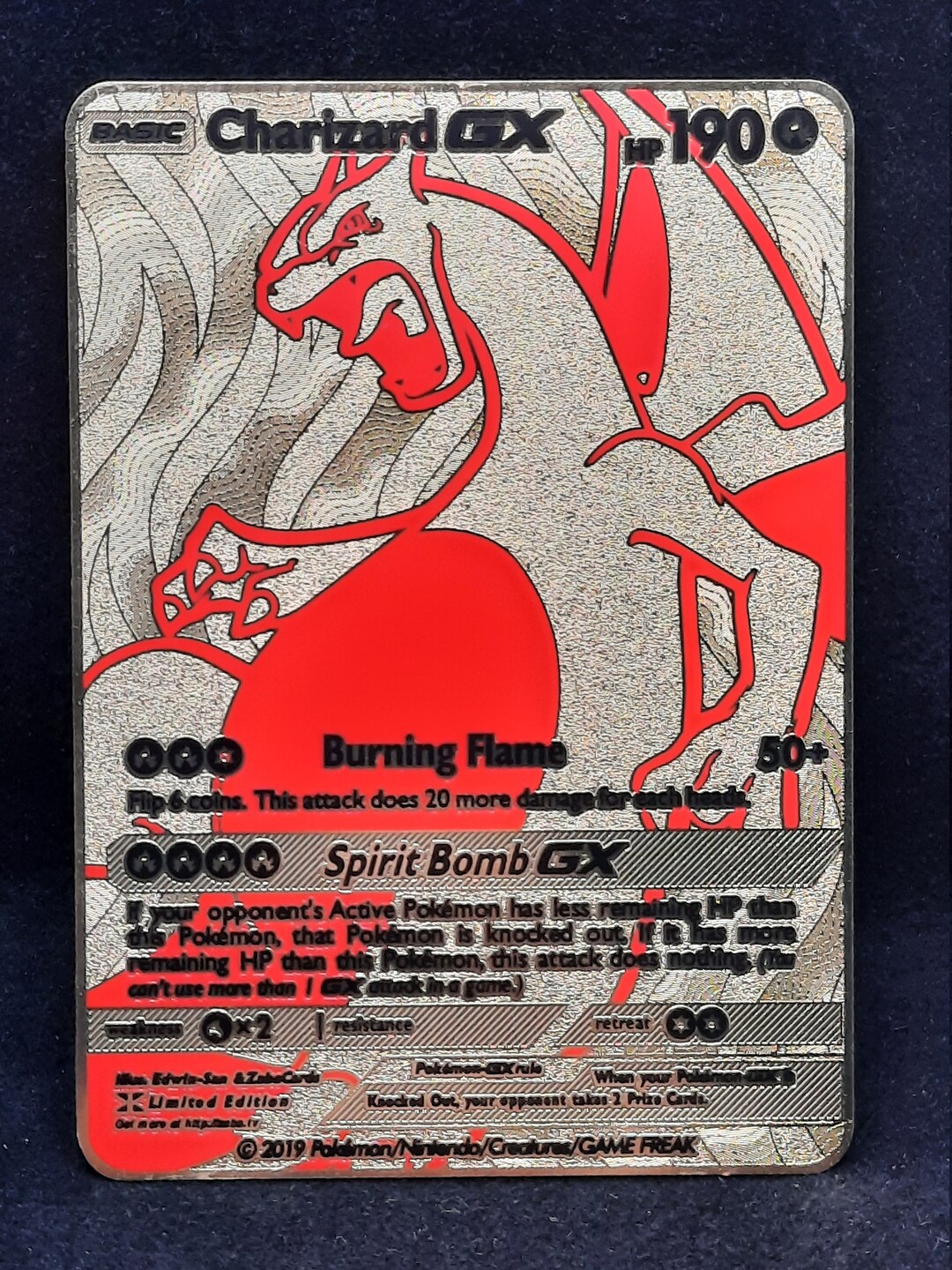 Charizard GX Full Art Gold Metal Pokemon Card - Etsy