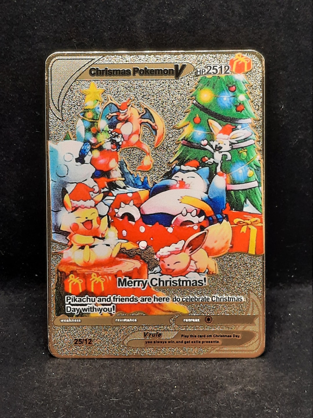 Christmas Pokemon V Gold Metal Pokemon Card - Etsy