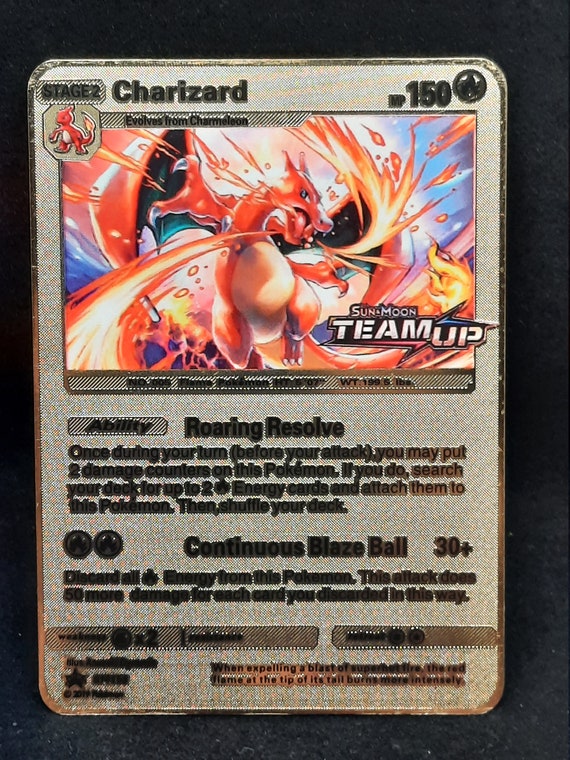 Charizard Team up Stamp Promo Gold Metal Pokemon Card | Etsy