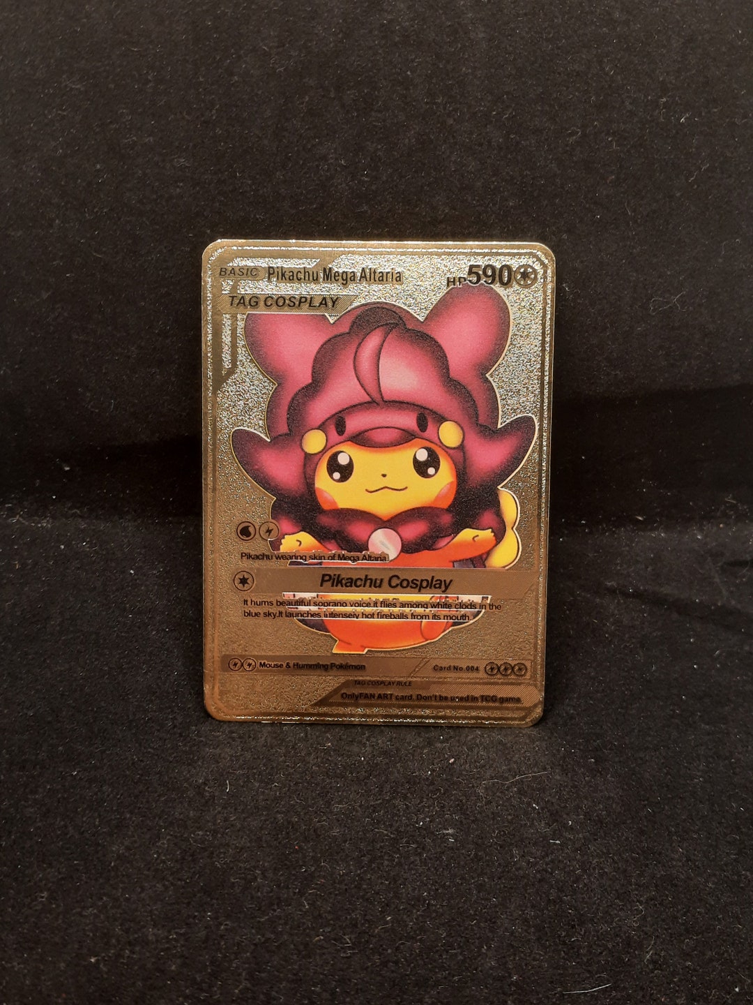 Pikachu Cosplay Mega Altaria Gold Metal Pokemon Card - Etsy