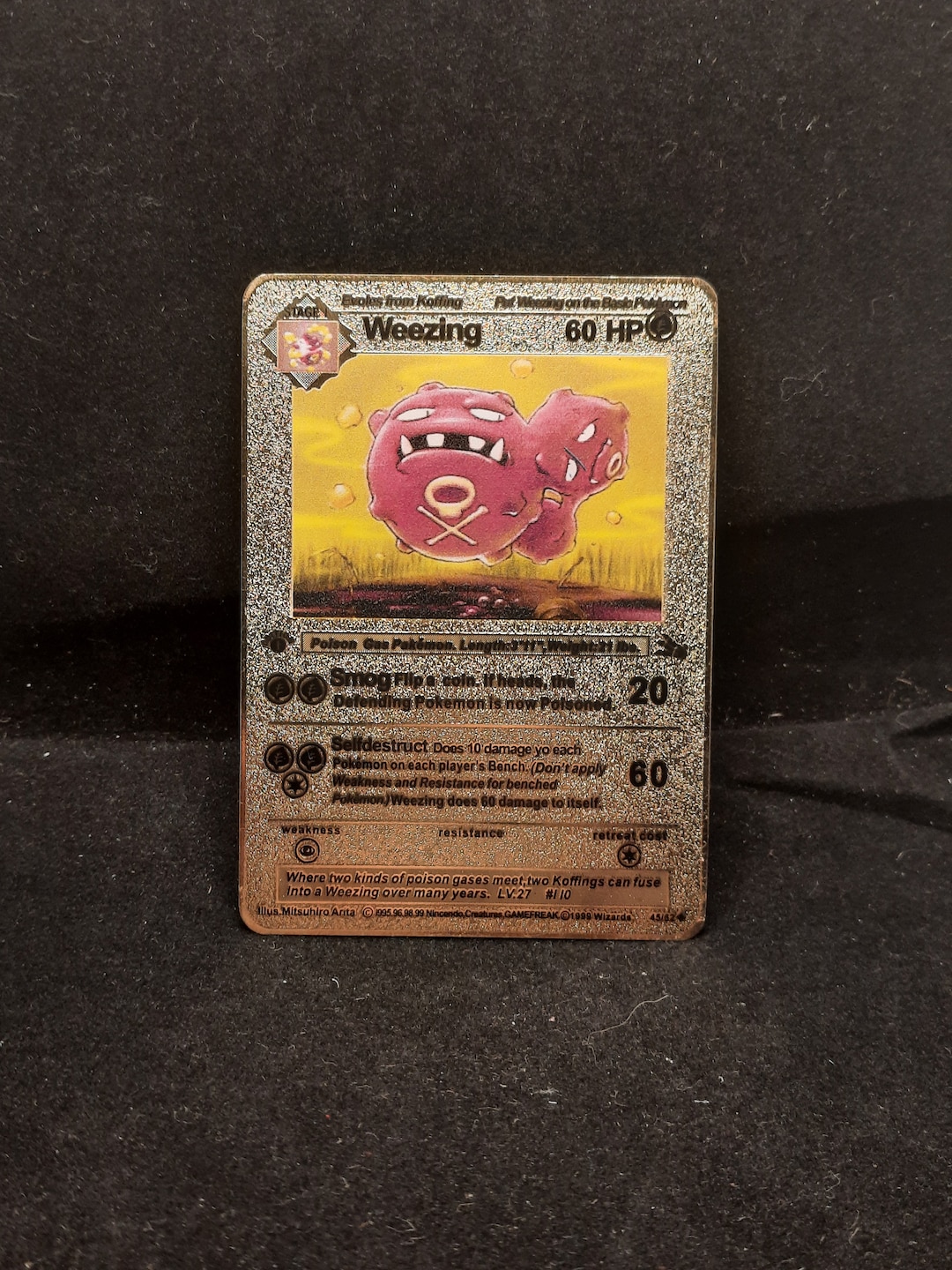 Weezing Fossil 1st Edition Gold Metal Pokemon Card - Etsy