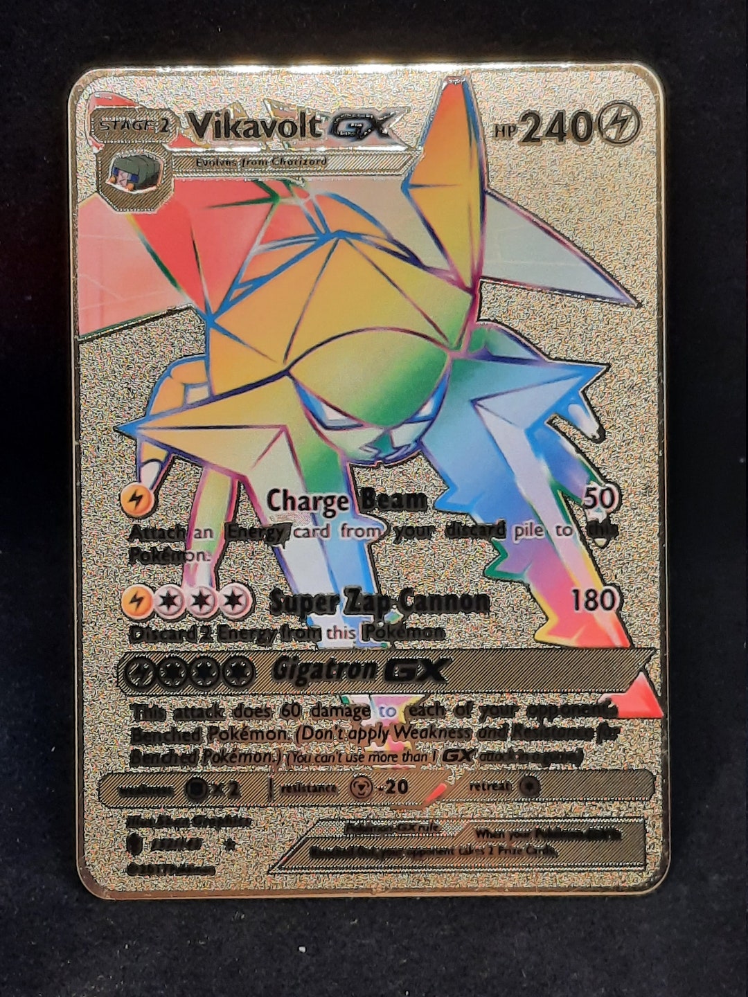 Vikavolt GX Rainbow Gold Metal Pokemon Card - Etsy