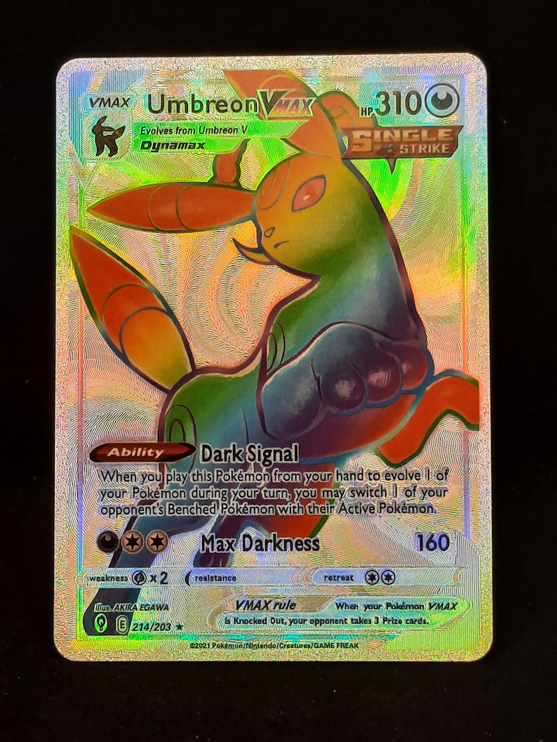 Umbreon VMAX Rainbow Shiny Holographic UV Printed Plastic Card - Etsy