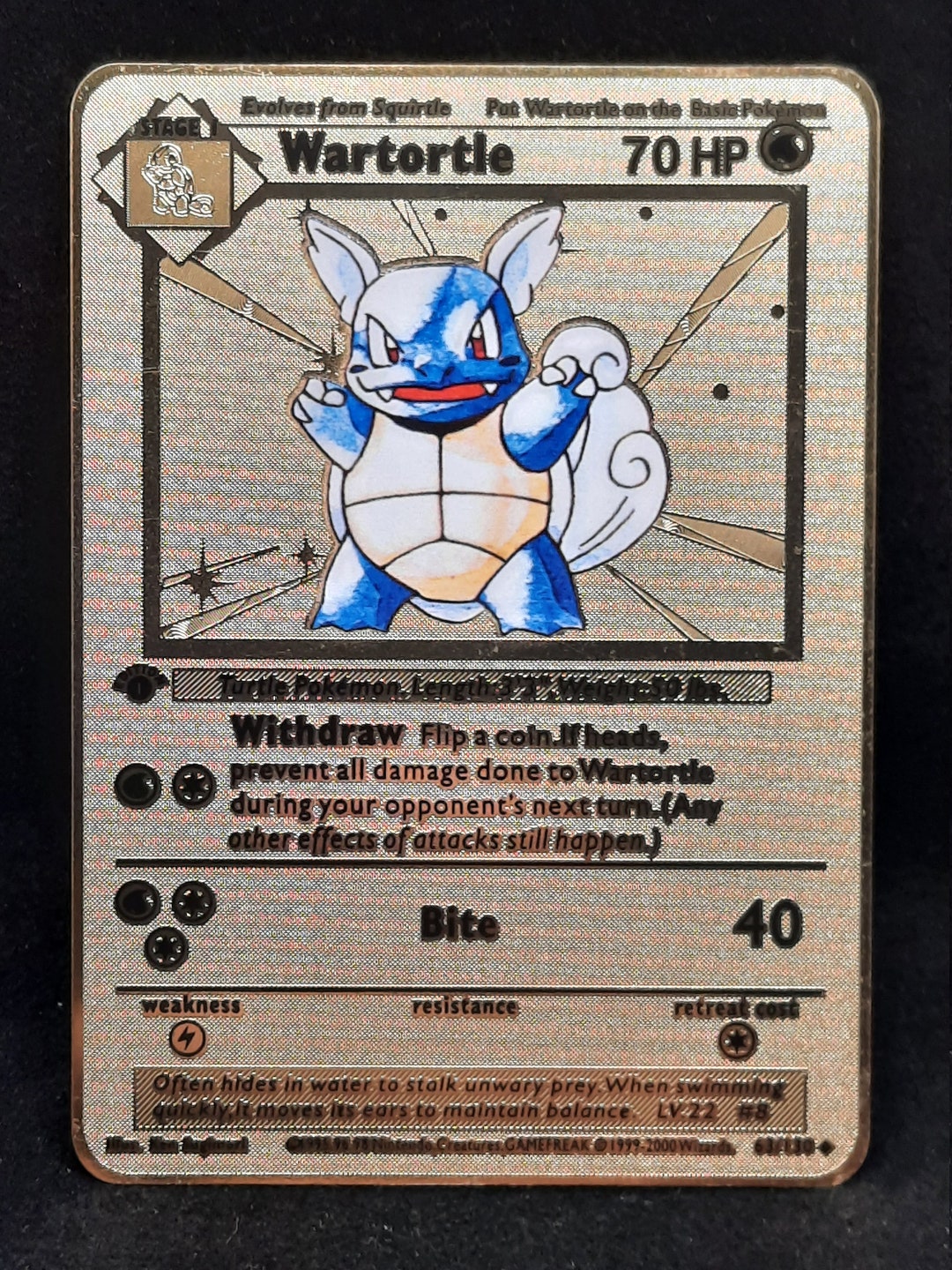 Wartortle Base Set Gold Metal Pokemon Card - Etsy