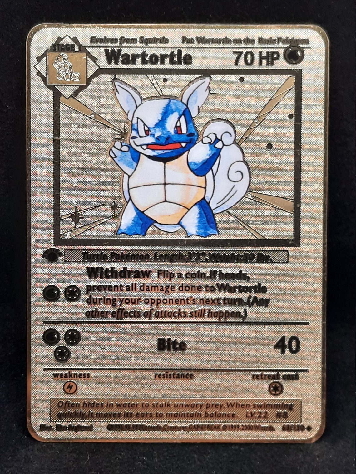 Wartortle Base Set Gold Metal Pokemon Card - Etsy