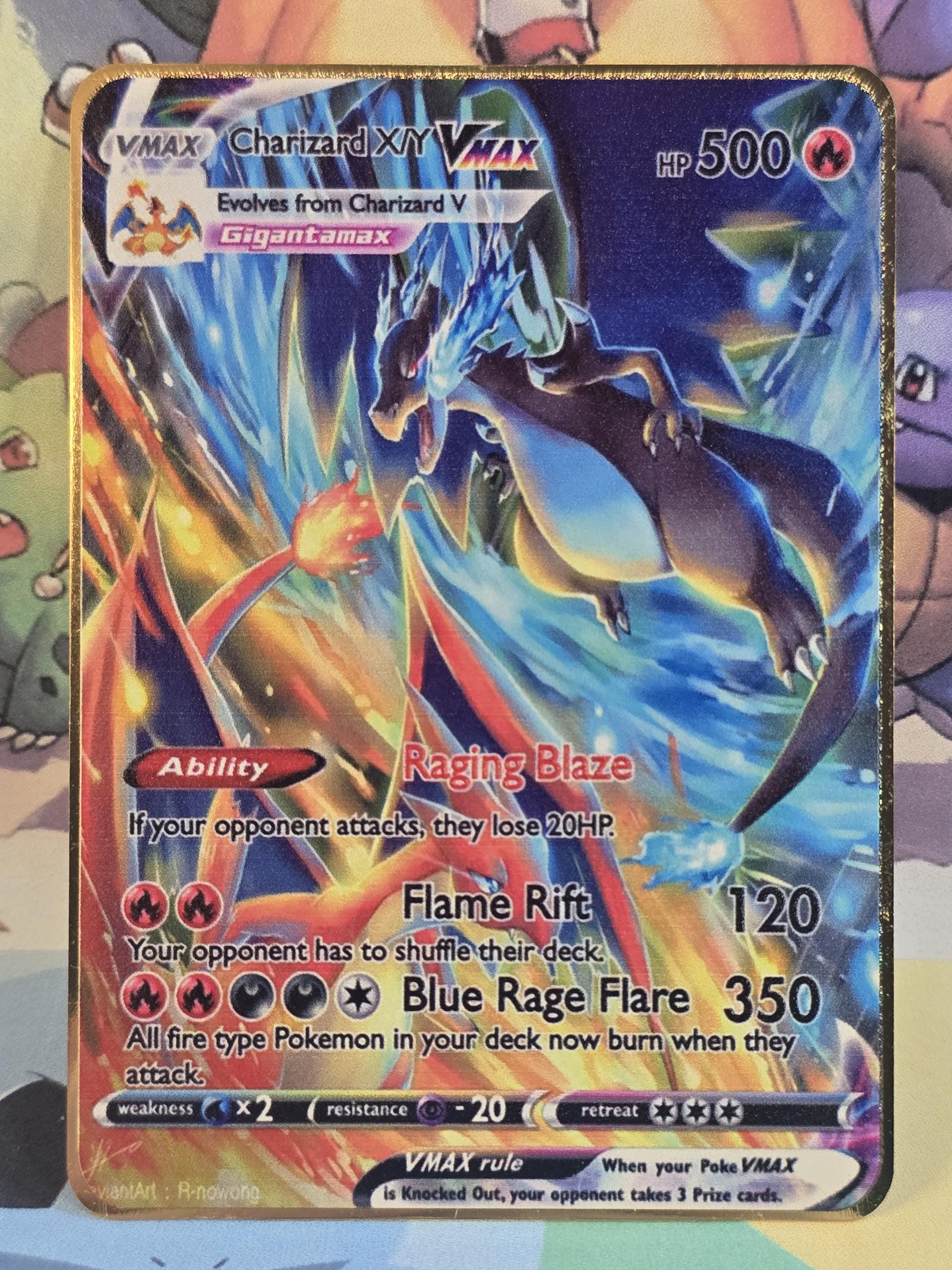 Mega Charizard X & Y VMAX Tag Team Gold Metal Pokemon Card Mega ...