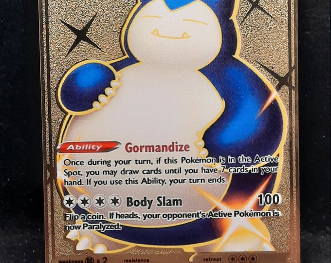 Snorlax Gold Metal Pokemon Card - Etsy