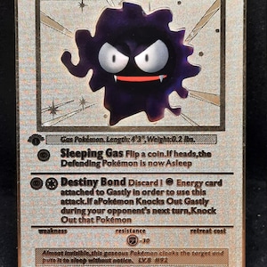 Gastly Base Set Gold Metal Pokemon Card - Etsy
