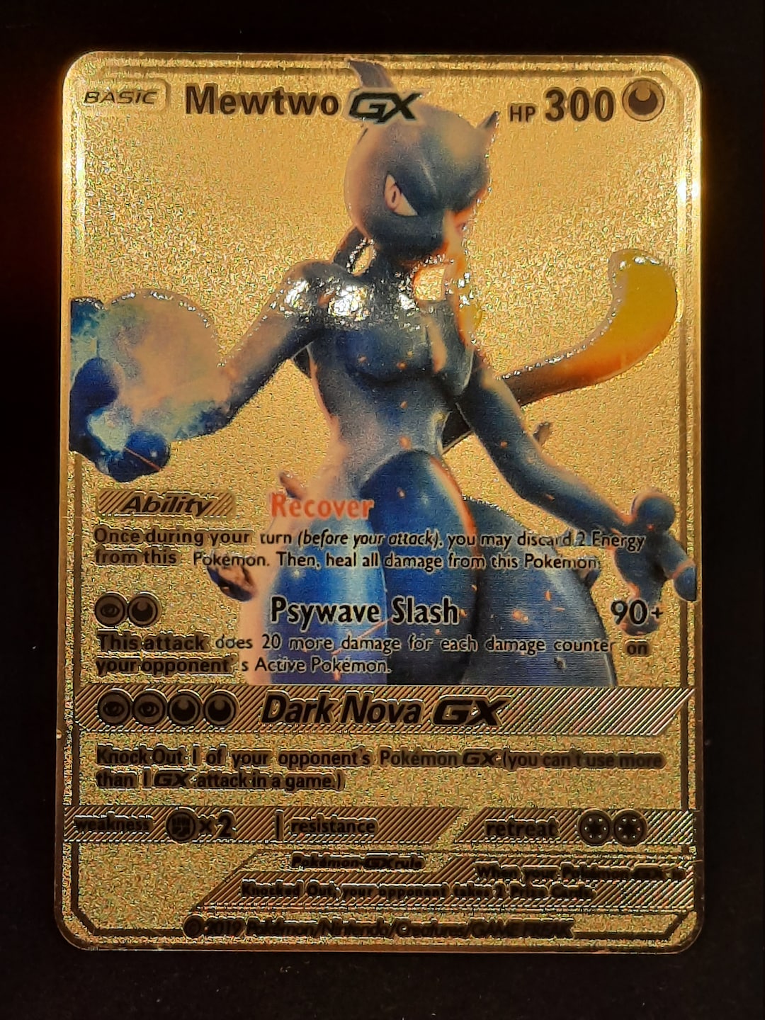 Mewtwo GX Alt Art Gold Metal Pokemon Card - Etsy